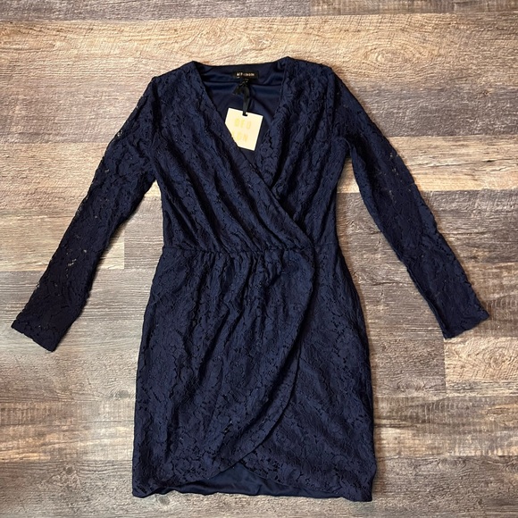 ASOS | Dresses | Navy Wrap Dress W Lace | Poshmark